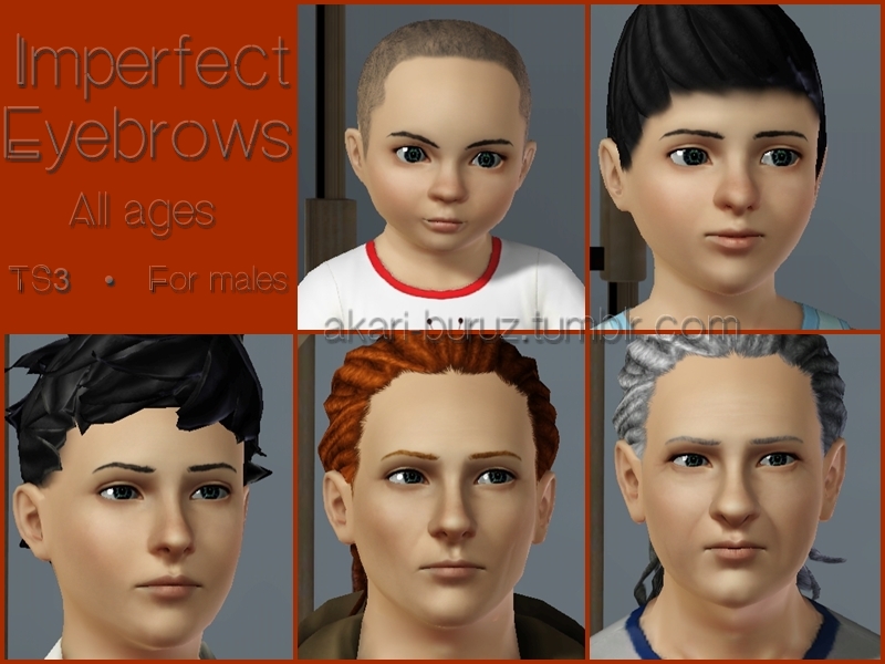 The Sims Resource | Akari Buruz - TS3 Imperfect Eyebrows Male version