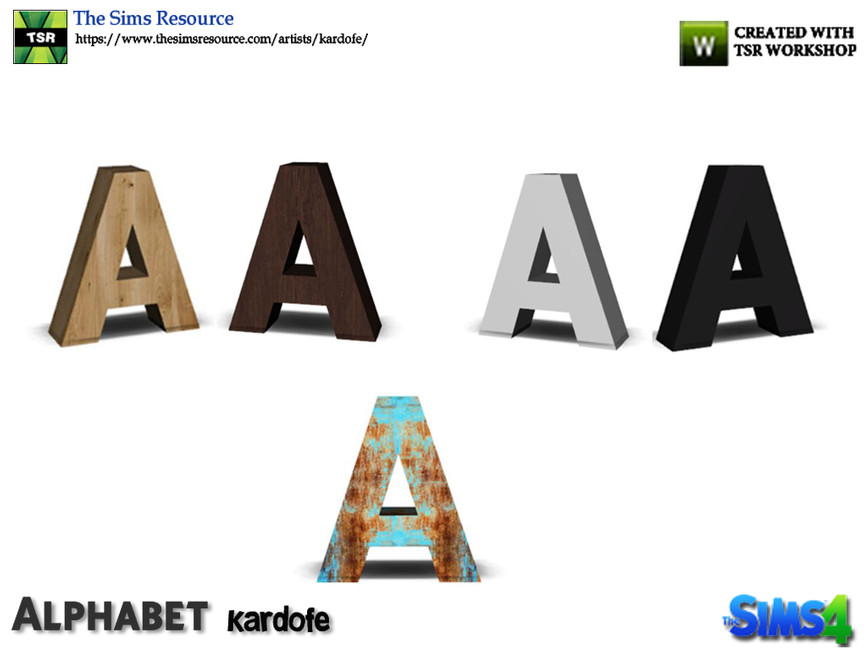 The Sims Resource - kardofe_Alphabet_A