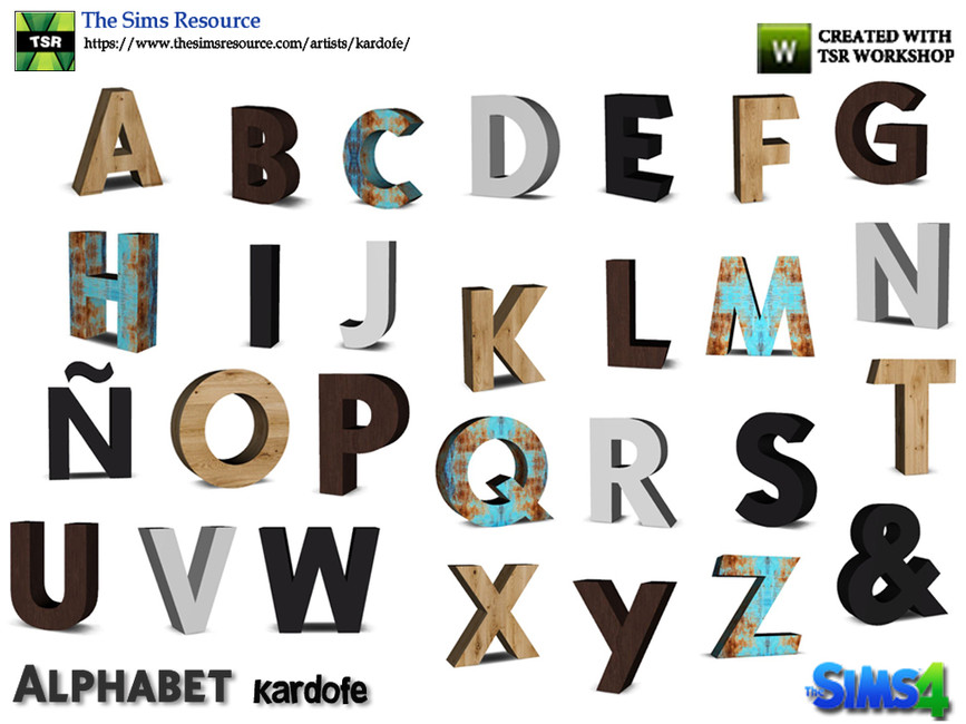 The Sims Resource - kardofe_Alphabet_