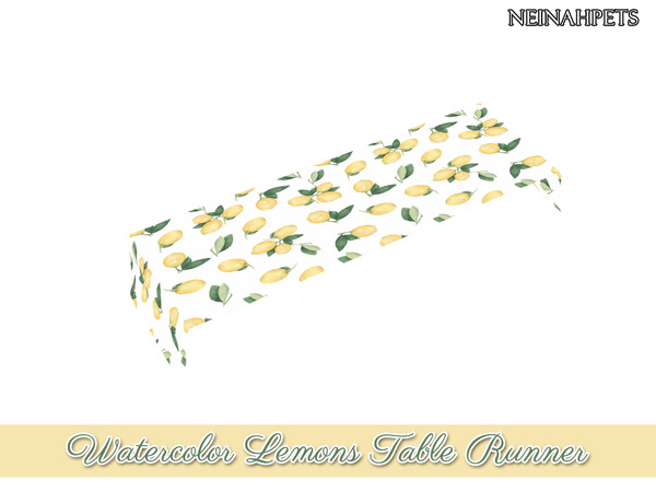 The Sims Resource | Watercolor Lemon Dining Table Runner