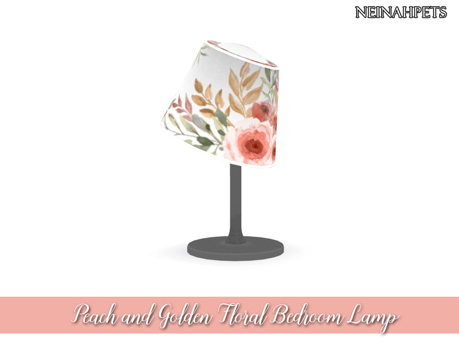 The Sims Resource | Peach and Golden Floral Bedroom Lamp