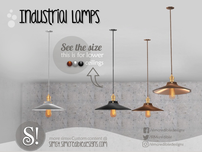 The Sims Resource - Industrial Lamps - Vintage Pendant ceiling lamp