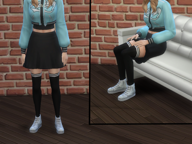 The Sims Resource | Striped over knee socks