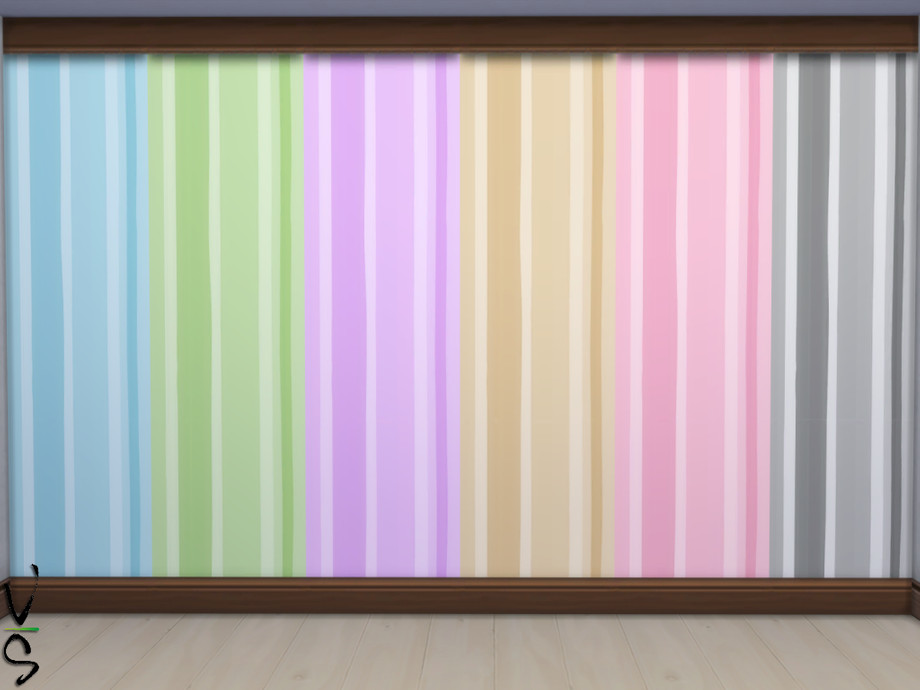 The Sims Resource | Suddenly Stripes Wallpaper (Brown Trim)