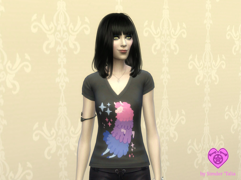 The Sims Resource | Bi Pride Llama T Shirt - feminine fit tee