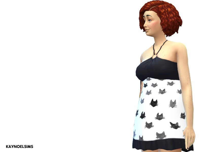 The Sims Resource | Base Game Cat Pattern Dress Recolor