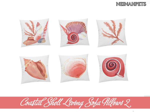 The Sims Resource | Coastal Shell Living Sofa Pillows II