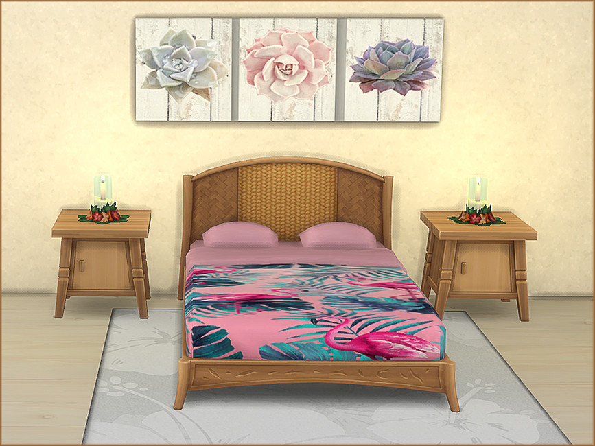 The Sims Resource - Mea Wicker Tropical Double Bed-REQUIRES ISLAND LIVING