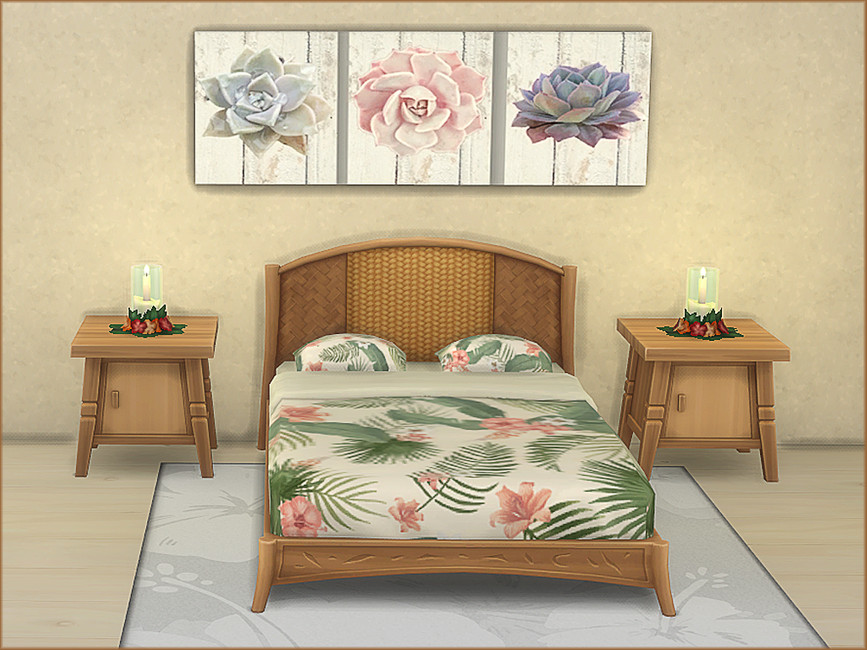 The Sims Resource - Mea Wicker Tropical Double Bed-REQUIRES ISLAND LIVING