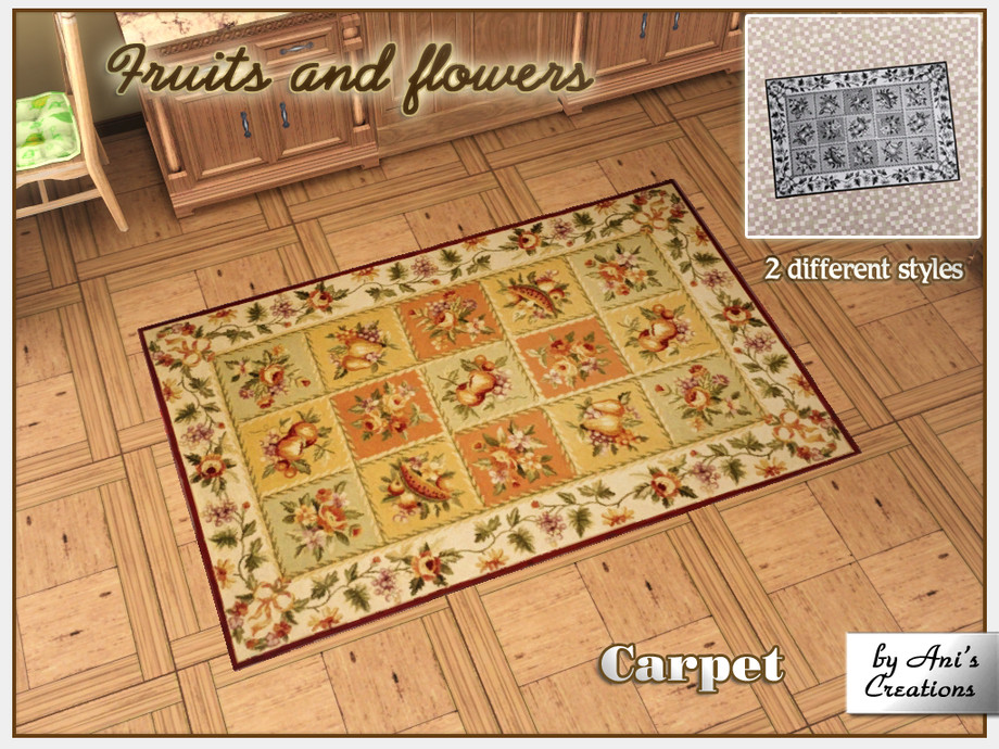 The Sims Resource | Fruits and flowers carpet by Ani's Creations