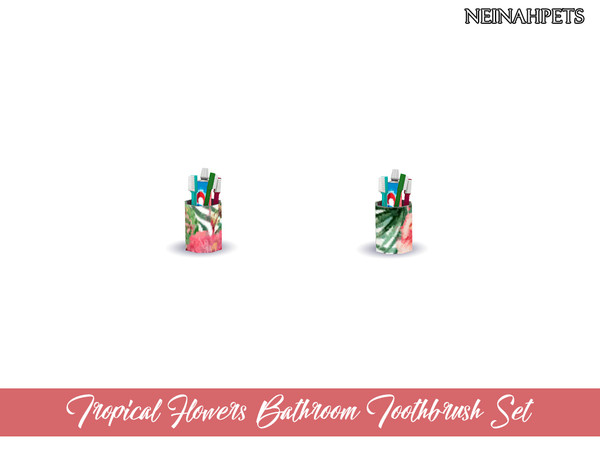 The Sims Resource | Tropical Flowers Bathroom - Toothbrush Set