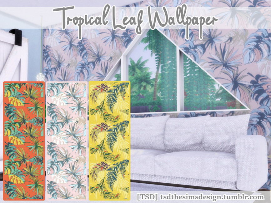 The Sims Resource - Tropical Leaf Wallpaper