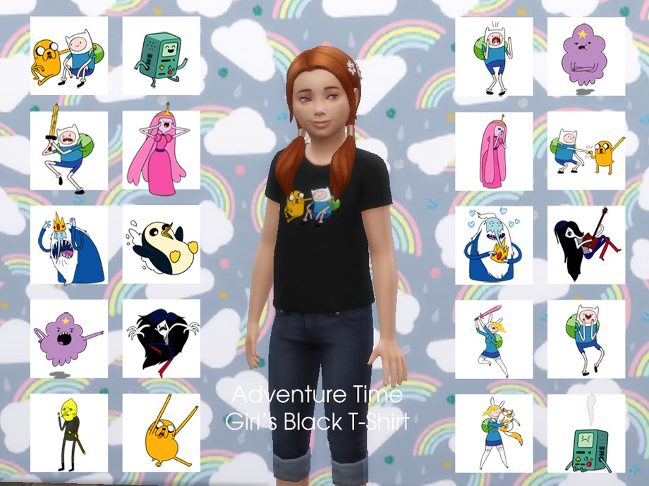 The Sims Resource | Adventure Time Girl Black T-Shirt