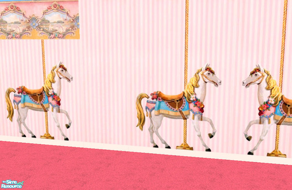 The Sims Resource - Carousel Horse mural and wallpaper