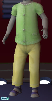 The Sims Resource | Green shirt, yellow bottoms
