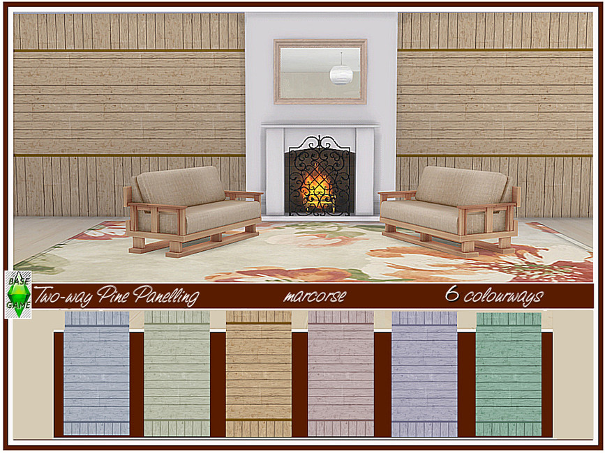 The Sims Resource - Two-Way Pine Panelling by marcorse
