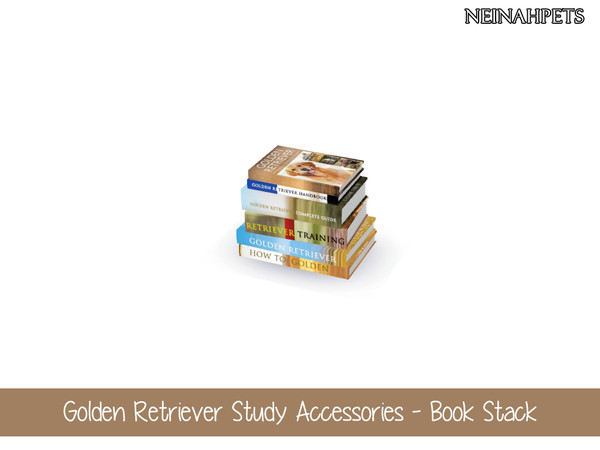 The Sims Resource | Golden Retriever Study Accessories - Book Stack ...