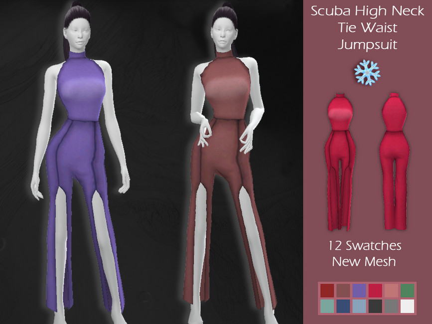 The Sims Resource - LMCS Scuba High Neck Tie Waist Jumpsuit
