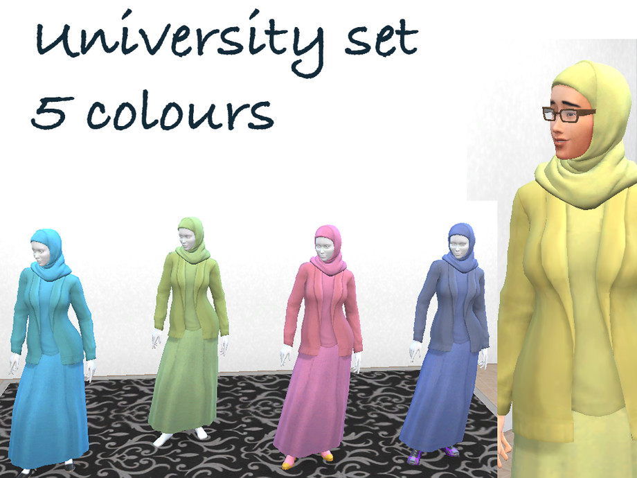 The Sims Resource | Four piece modest student set - Discover University ...