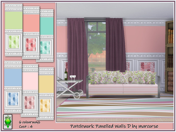 The Sims Resource | Patchwork Panelled Wall D by marcorse