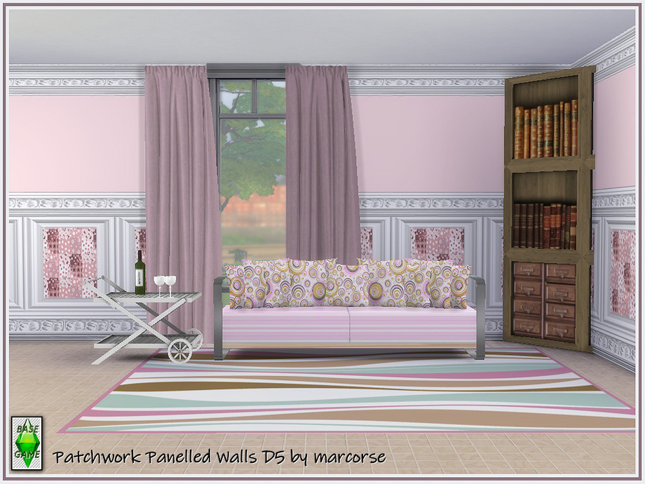 The Sims Resource | Patchwork Panelled Wall D by marcorse
