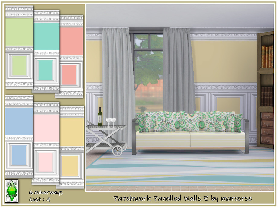The Sims Resource | Patchwork Panelled Walls E by marcorse