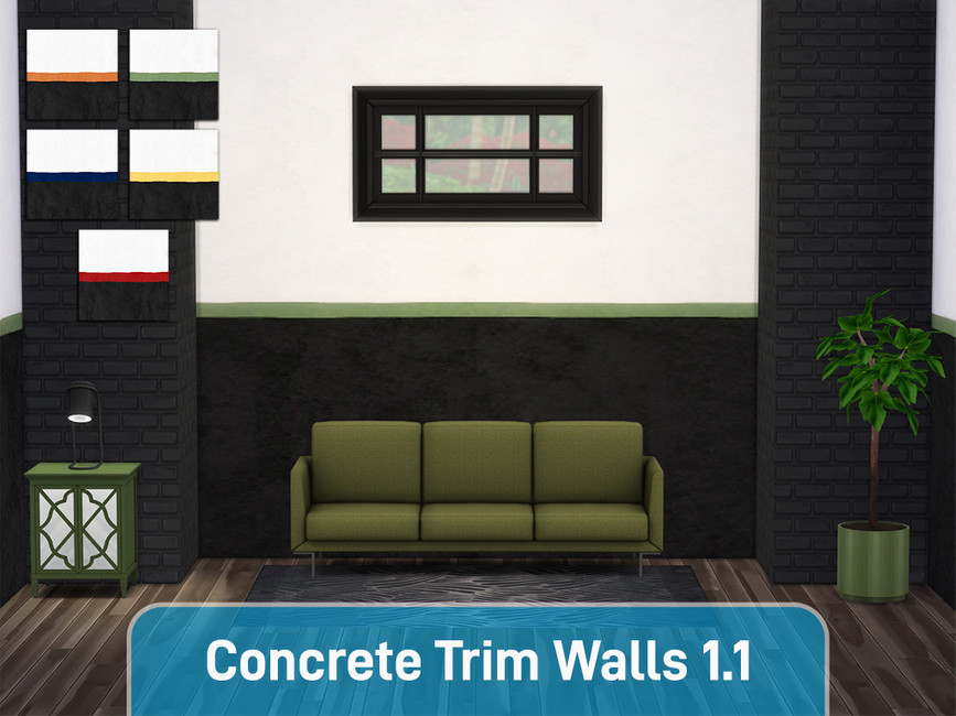 The Sims Resource - Concrete Double Trim Walls 1.1
