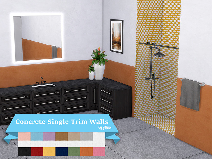 The Sims Resource - Concrete Single Trim Walls by f0xx
