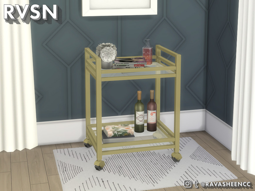 The Sims Resource - Sip Back and Relax Functional Bar Cart Set