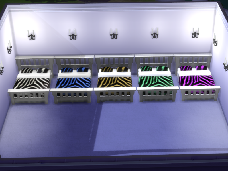 The Sims Resource | Zebra Print Bed White Frame Pt 1