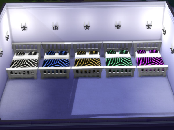 The Sims Resource | Zebra Print Bed Set with White Frame