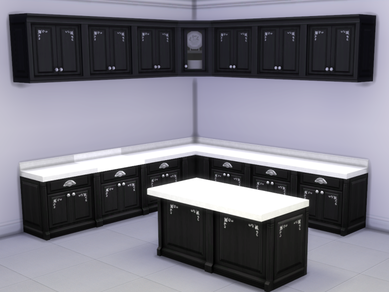 The Sims Resource | Victorian Dark Colours Kitchen Set