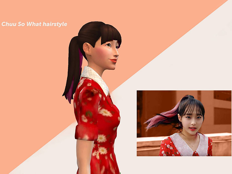 The Sims Resource | Loona Chuu So What mv hair - Get Famous needed