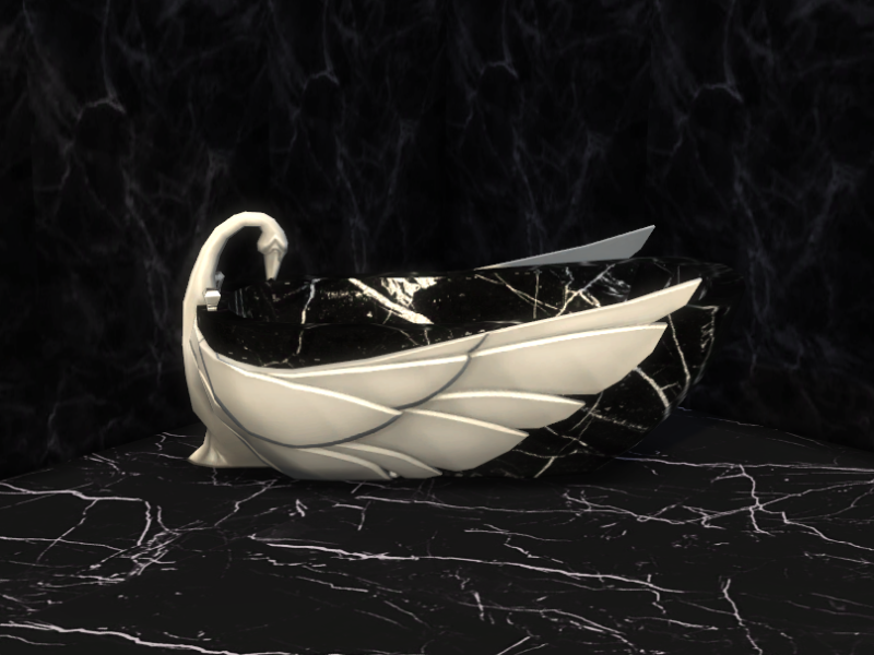 The Sims Resource | Swan Bathtub in Black and Silver
