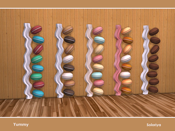 The Sims Resource | Yummy. Macarons Wall Sculpture, left