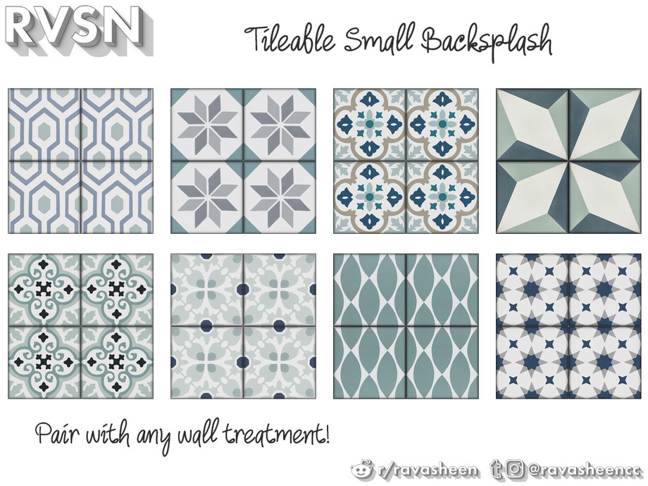 The Sims Resource | Groatest of All Tile Backsplash - Small Blues RC
