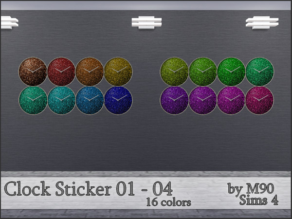 The Sims Resource | M90 Clock Sticker 01 - 04