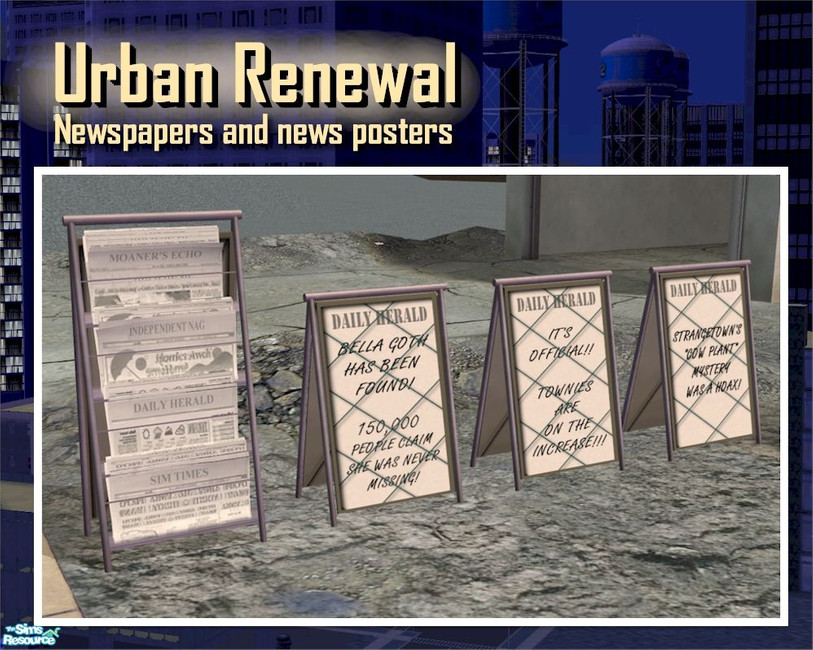 The Sims Resource - Newspaper Stand and Posters