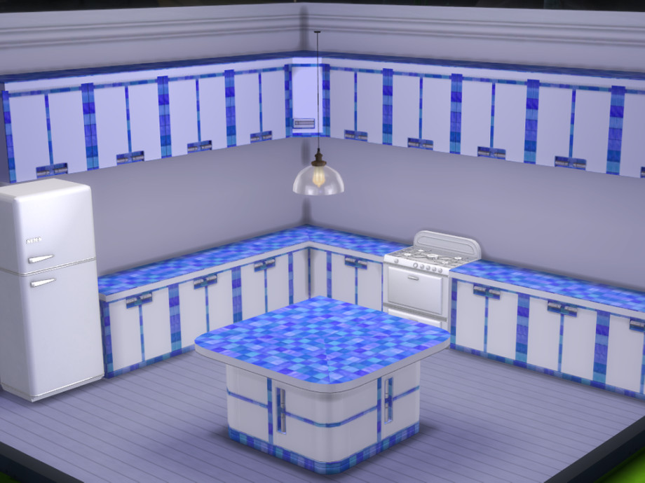 The Sims Resource | Glass Tiled Kitchen Set