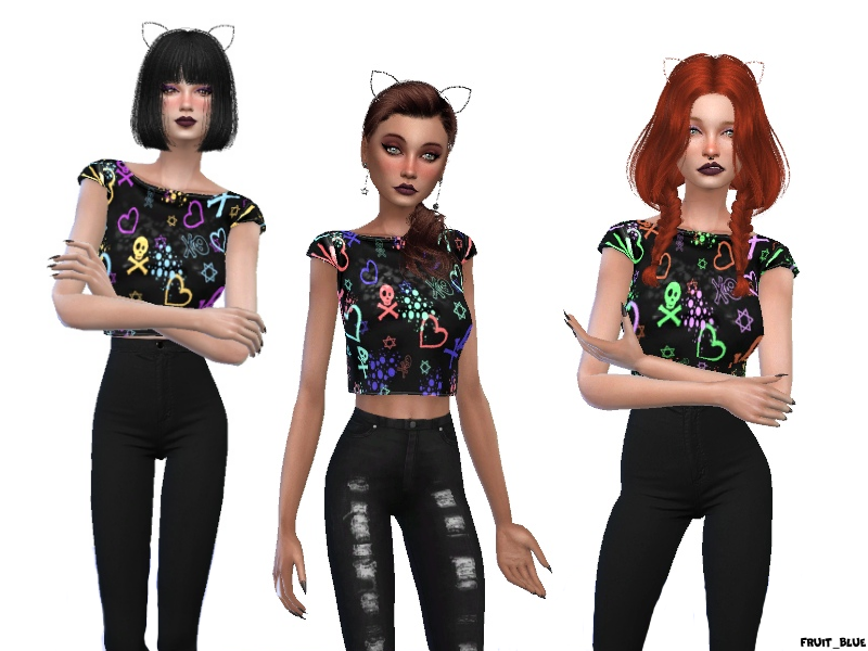 The Sims Resource | Top with skulls and hearts by Fruit_blue