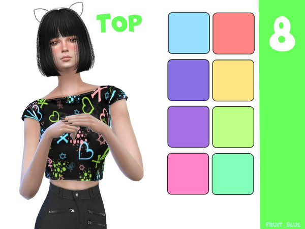 The Sims Resource | Top with skulls and hearts by Fruit_blue