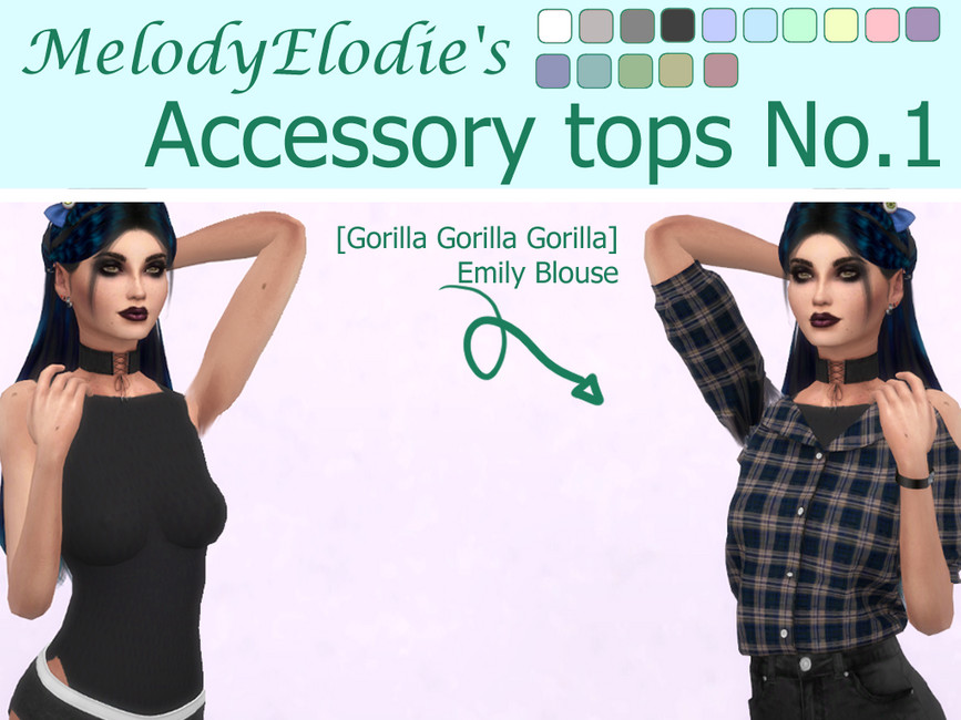 The Sims Resource - [MelodyElodie] Accessory Tops No. 1
