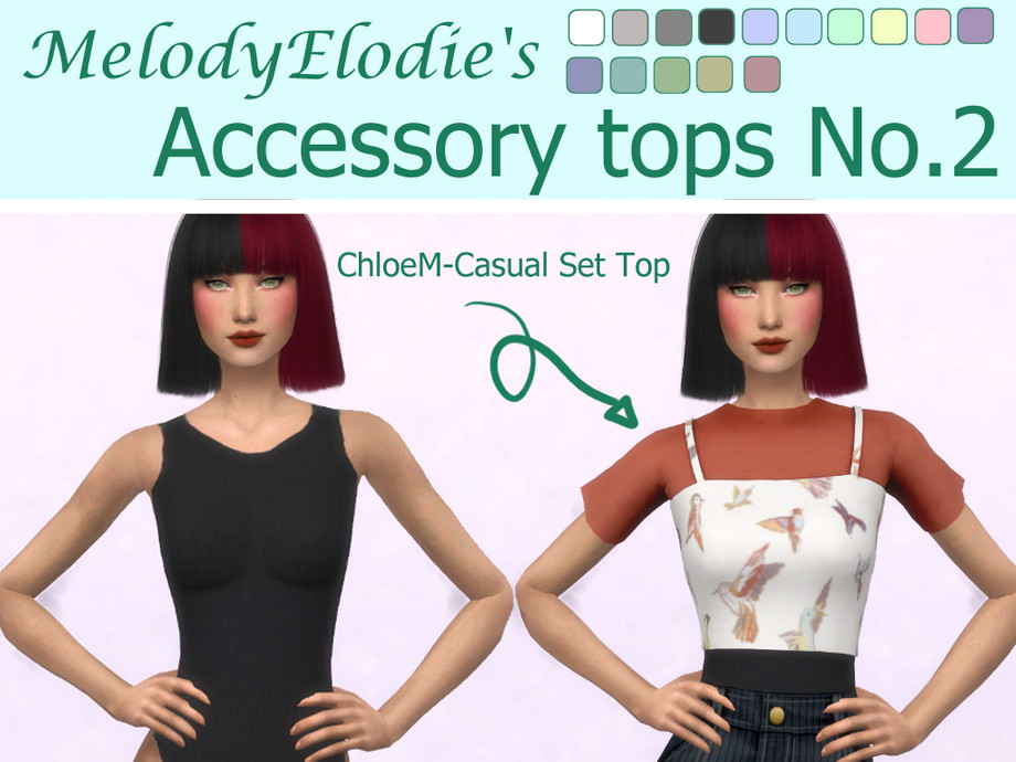 The Sims Resource | [MelodyElodie] Accessory Tops No. 2