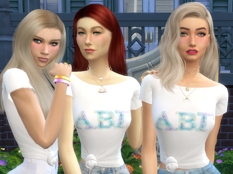 The Sims Resource | Sorority Knotted Shirt - Backyard needed