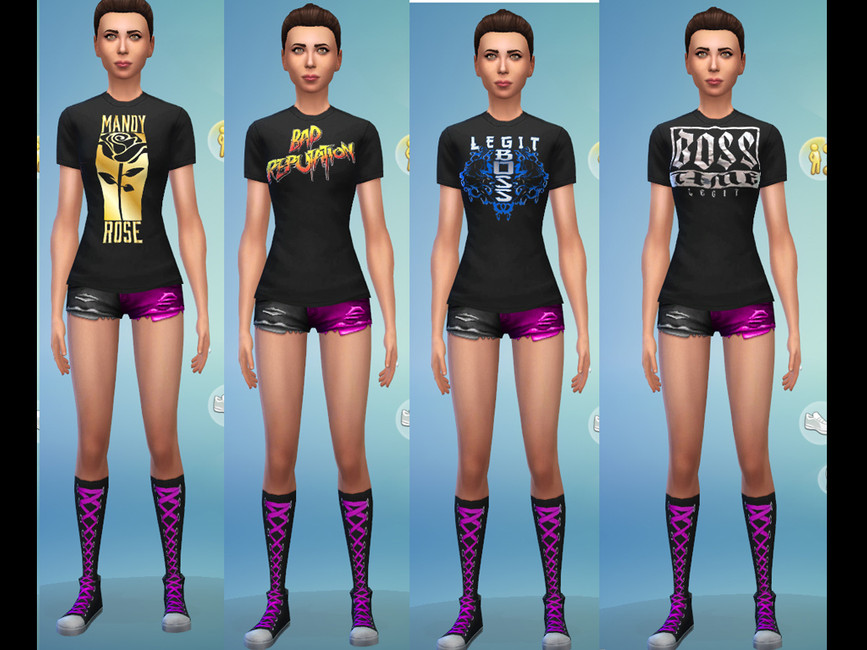 The Sims Resource - WWE Women's Shirts