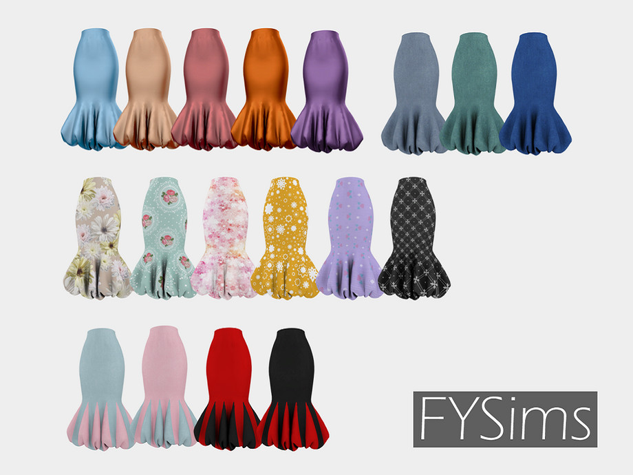 The Sims Resource | FY_Fishtail Skirt N1 20200405