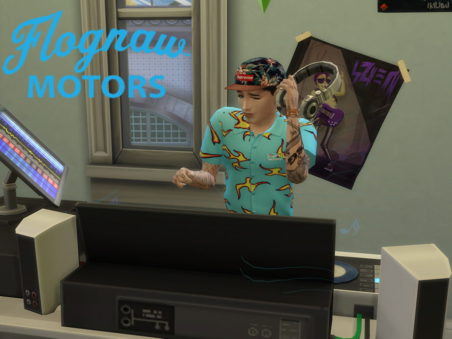 The Sims Resource | FLOG GNAW Motors Flame Button Up Shirt