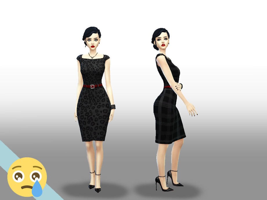The Sims Resource | Black Patterned Dresses
