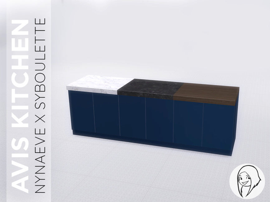 The Sims Resource - Avis Kitchen Counter V1 - BLUE [Mesh NOT included]
