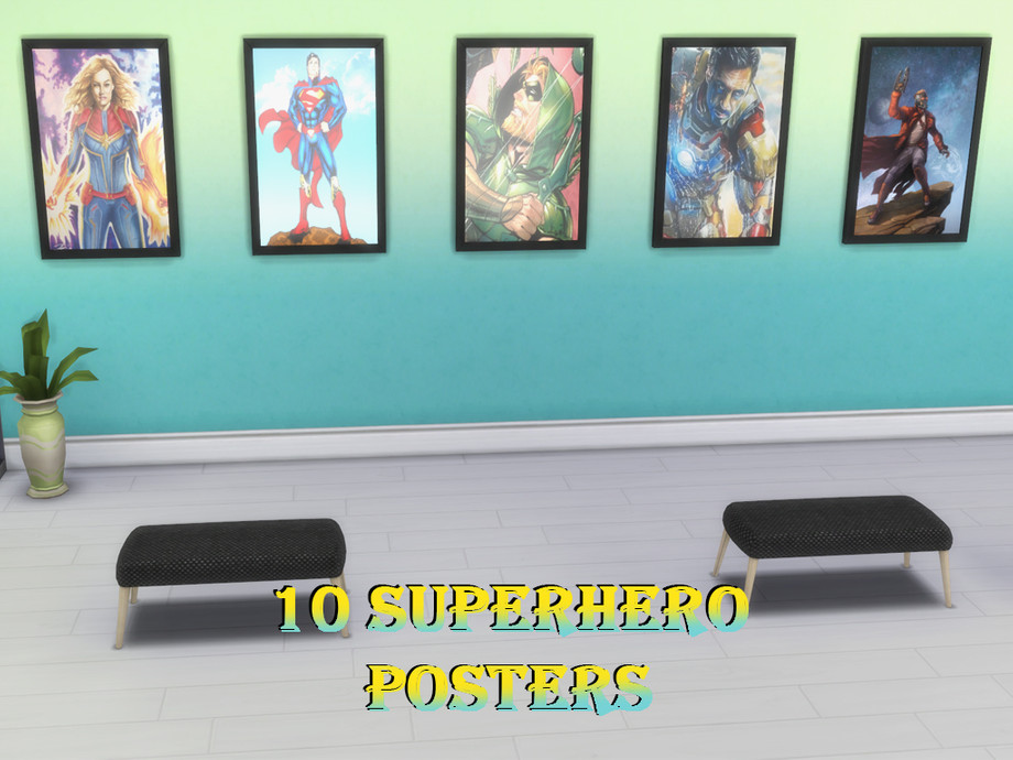 The Sims Resource | 10 Framed Superhero Posters